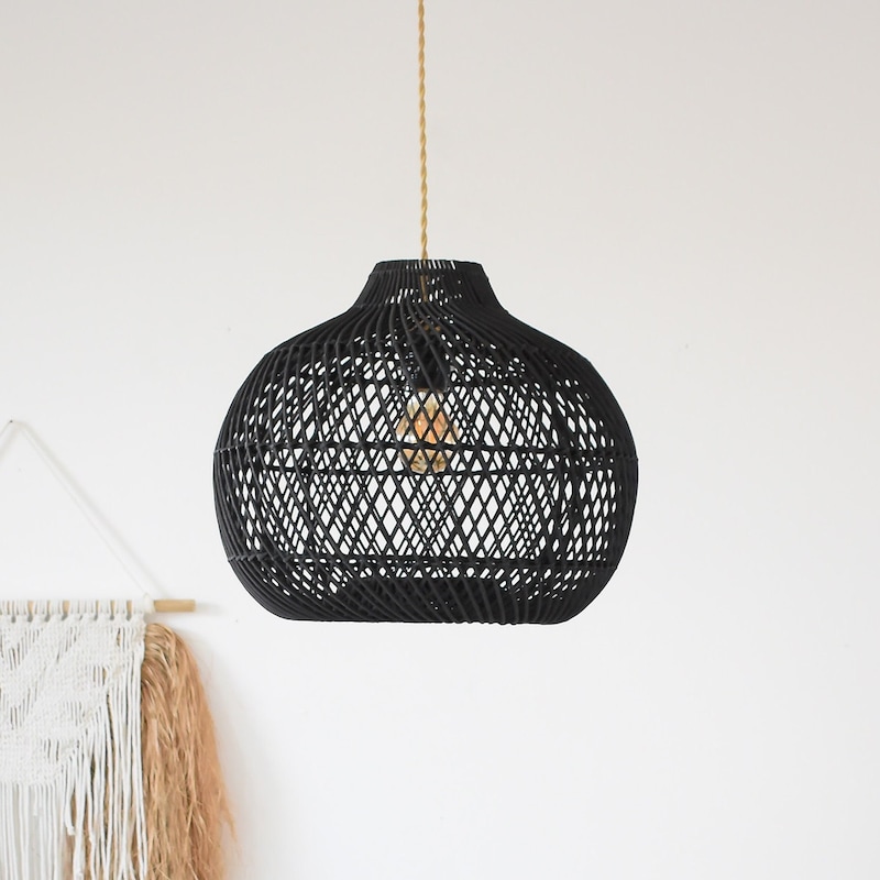 Rattan Brass Chandelier - Etsy