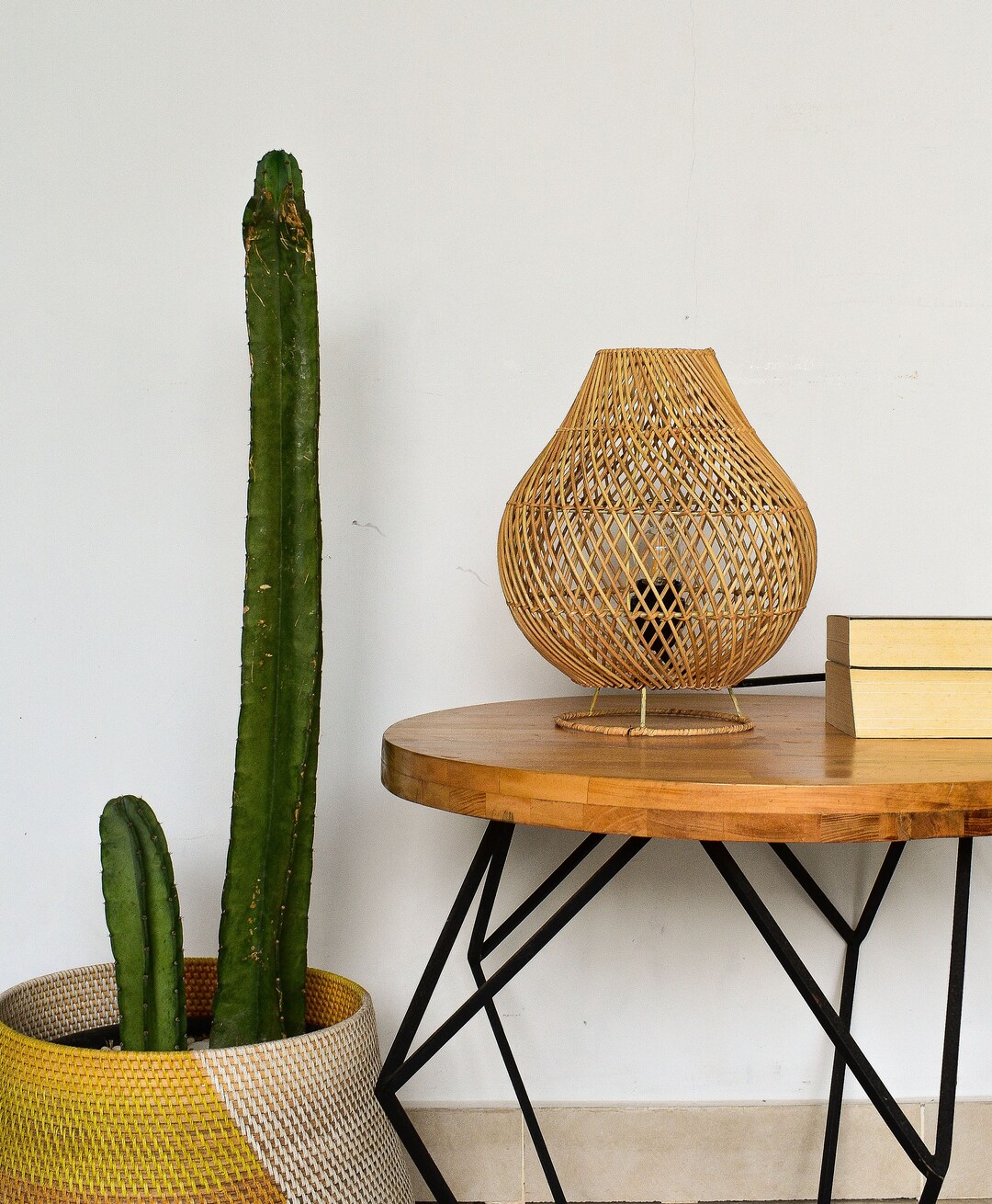 Handmade Rattan Table Lamp Shade BROMO | Woven Table Lamp Fixture ...