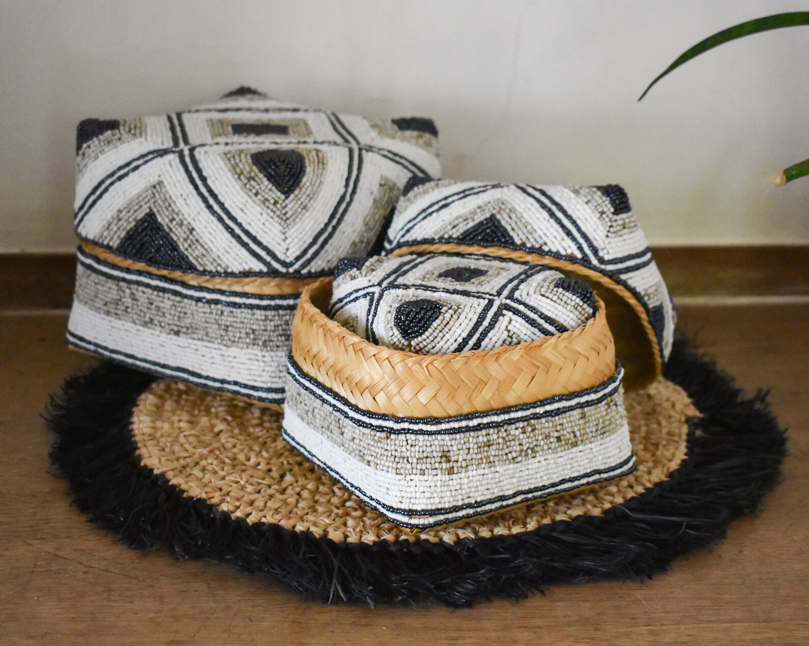 Decorative Beaded Box Set 005 Handmade Balinese Basket Set of - Etsy