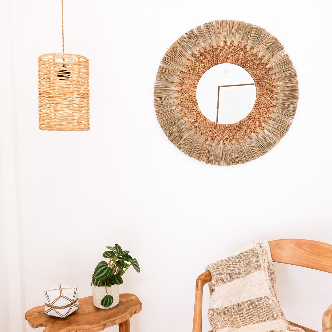 Handmade Decorative Woven Mirror Made From Seagrass and Banana Bark ...