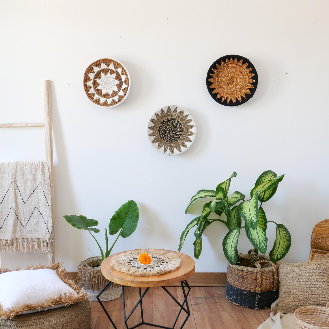 Wall Decor Plates Set of 3 Boho Wall Decor Macrame Rustic - Etsy