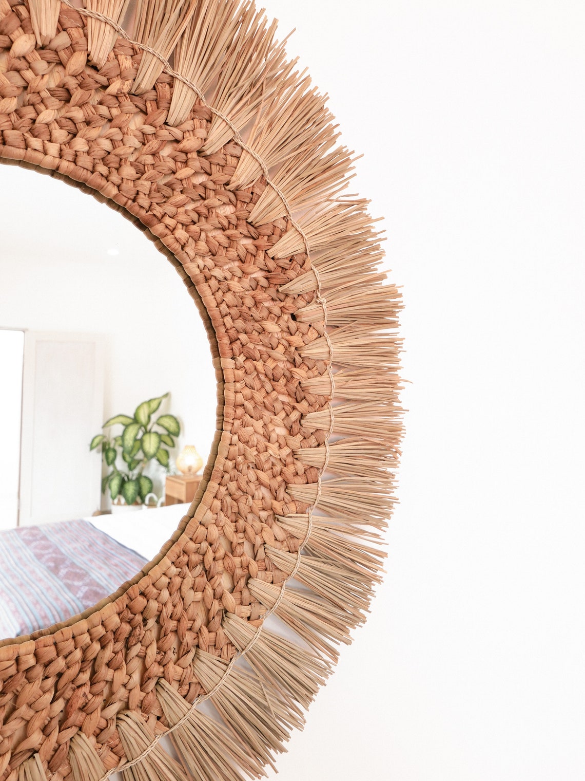 Handmade Decorative Woven Mirror Made From Seagrass and Banana Bark ...
