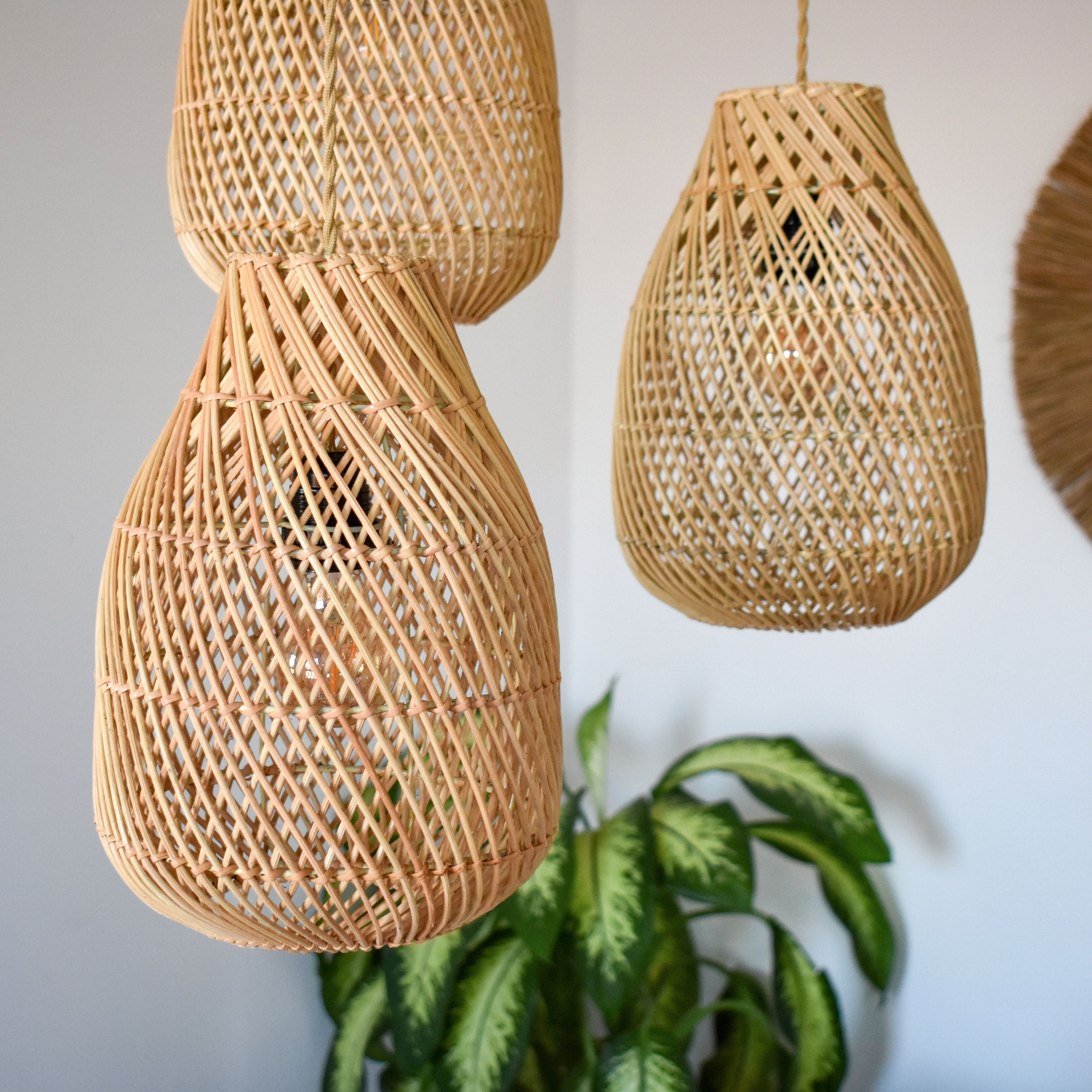 Handmade Rattan Pendant Lamp Shade Maluku Dinner Table - Etsy UK