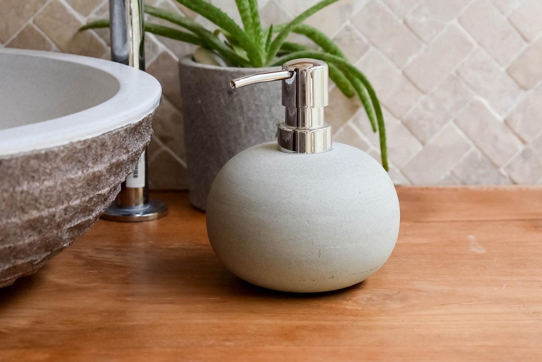 Zeolite Stone Soap Dispenser Oval Shape With Bronze or Silver Pump ...