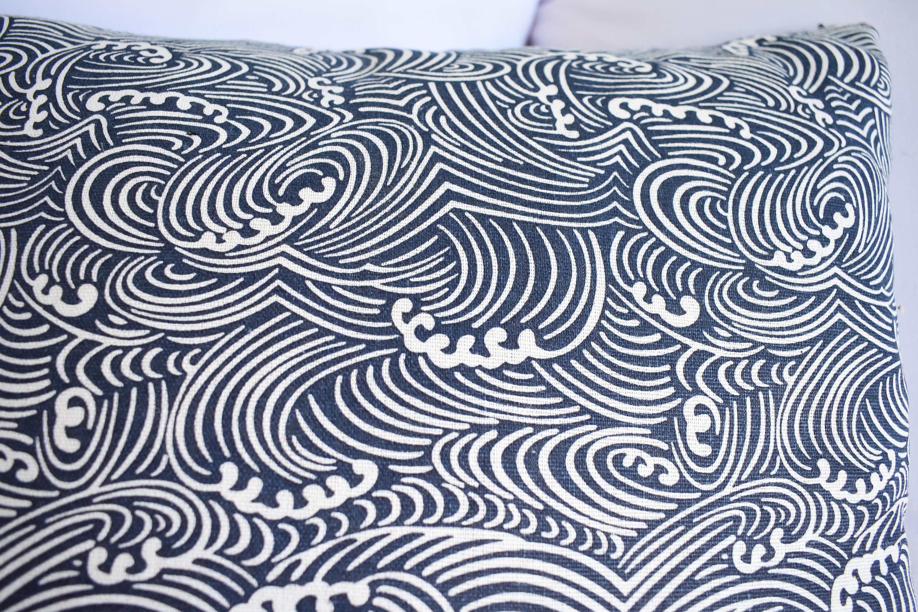 SET OF 2 Linen Pillow Cover Japanse Waves Motif Printed Linen - Etsy