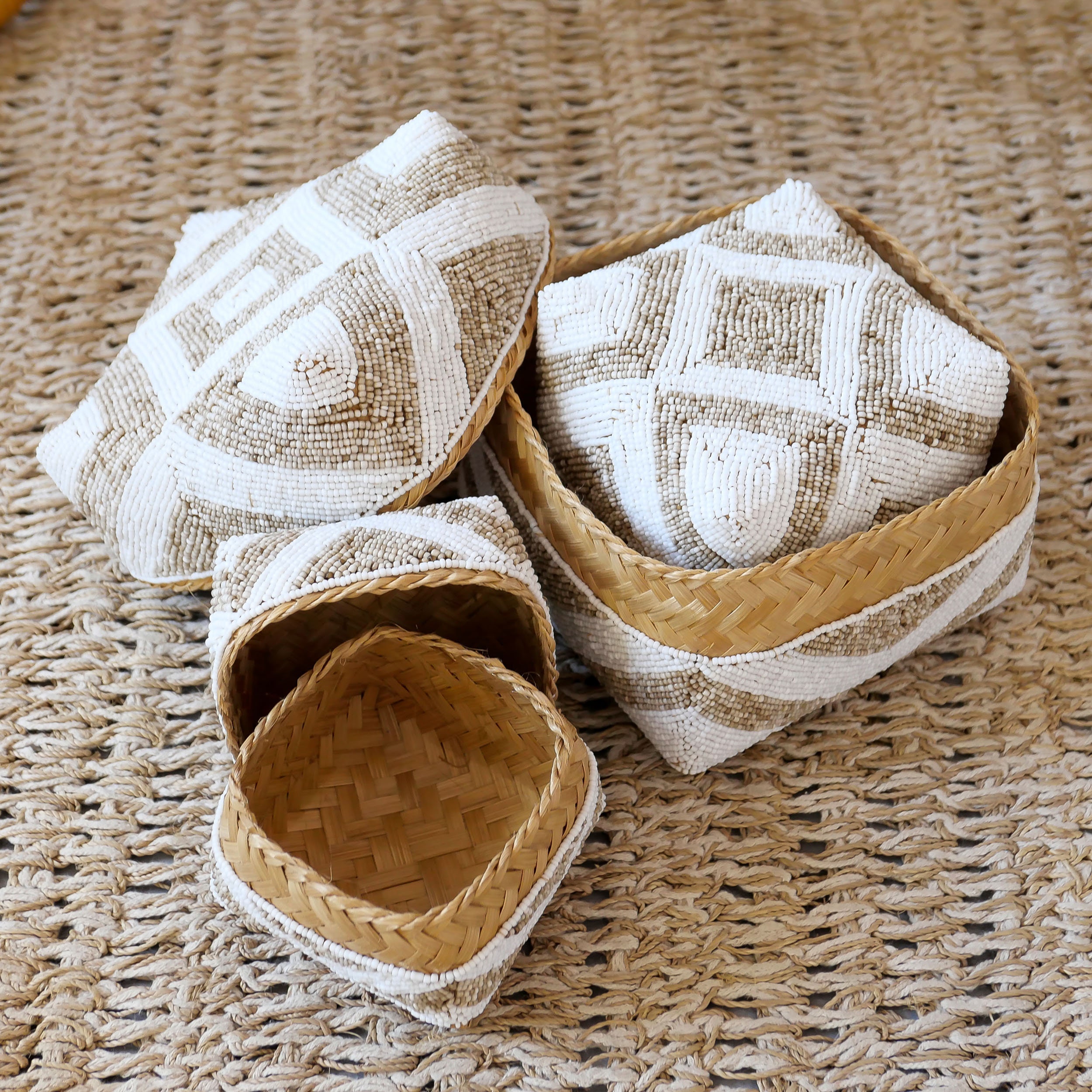 Decorative Beaded Box Set 004 Handmade Balinese Basket Set of - Etsy