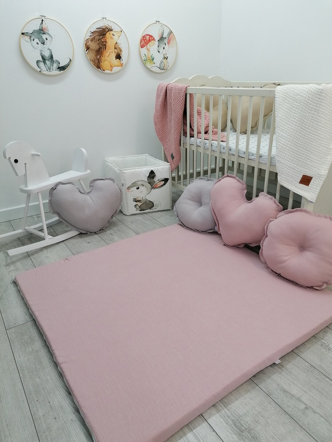 Linen Play Mat With Cover, Allergy Play Mat, Thick Play Mat, Foam Play ...
