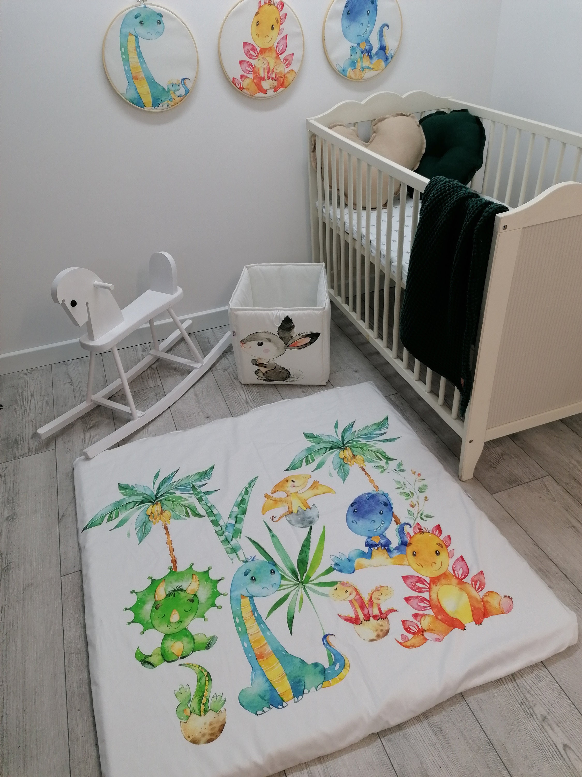 Dinosaur Play Mat Cotton Play Mat Mat With Removable Cover - Etsy UK