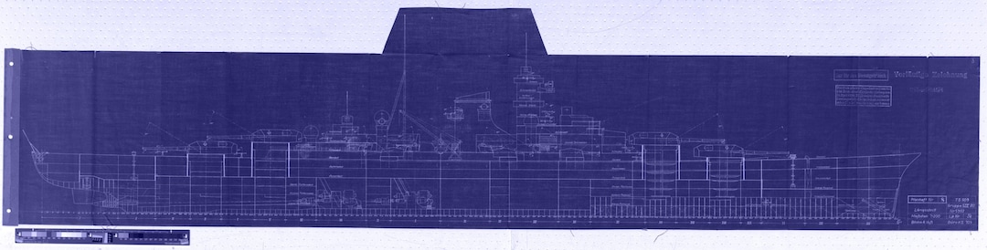 Bismarck German Battleship Blueprint Plans Rare Period Drawings WW2 ...