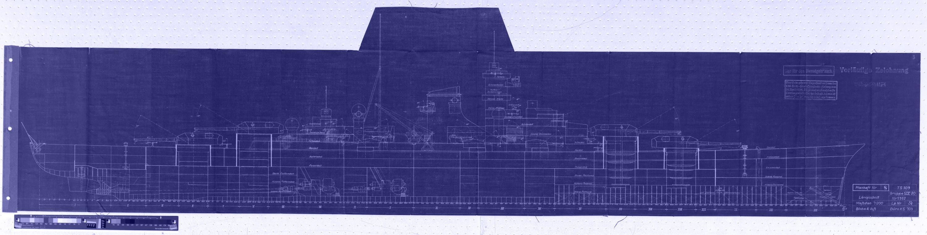 Bismarck German Battleship Blueprint Plans Rare Period Drawings WW2 ...
