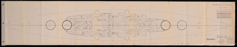 Bismarck German Battleship Blueprint Plans Rare Period Drawings WW2 ...