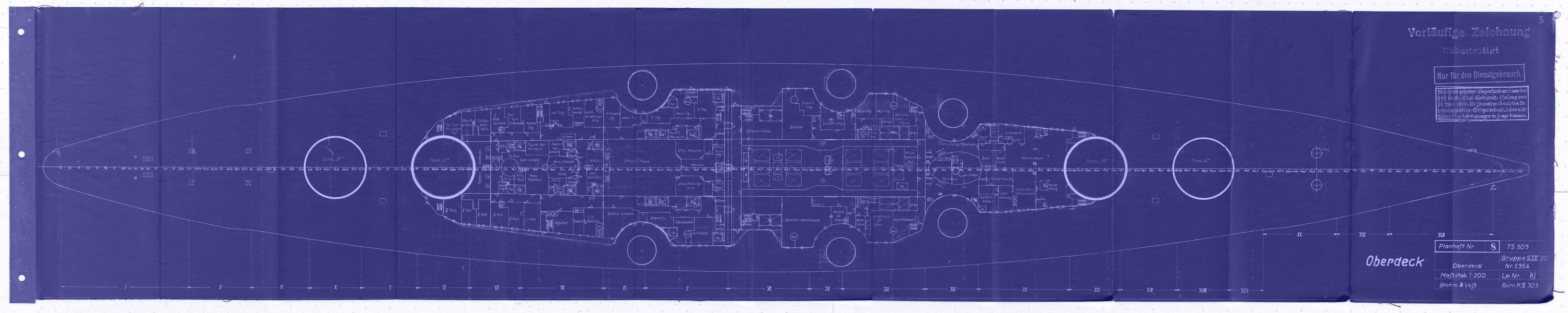 Bismarck German Battleship Blueprint Plans Rare Period Drawings WW2 ...