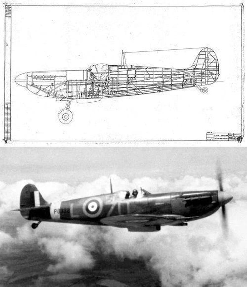 Supermarine Spitfire Blueprint Plans, Original Vickers Factory ...