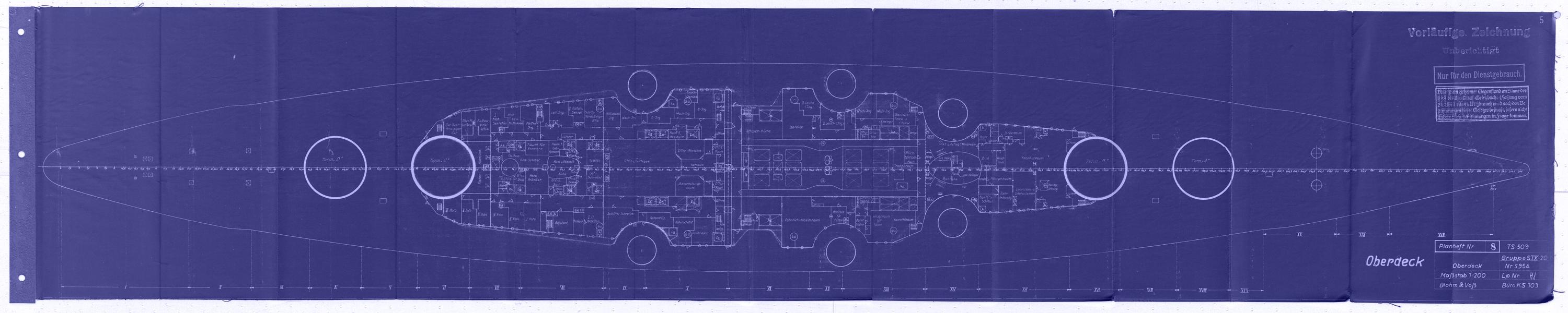 Bismarck German Battleship Blueprint Plans Rare Period Drawings WW2 ...