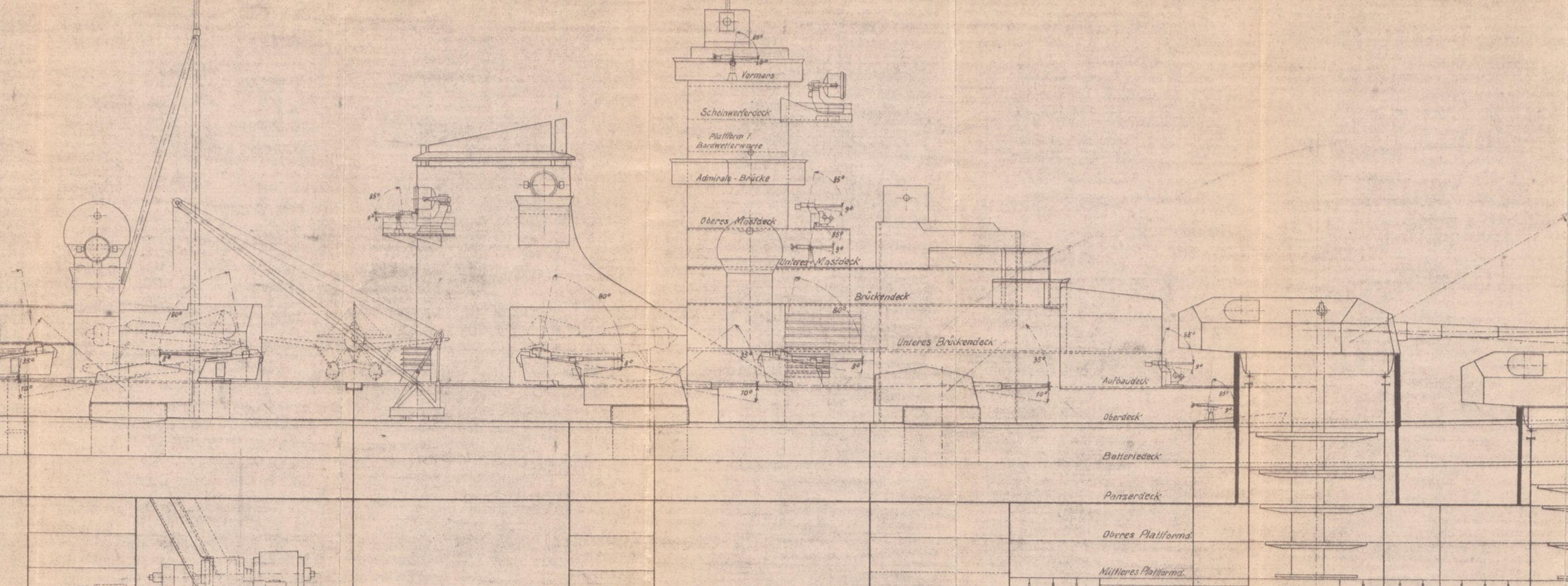 Bismarck German Battleship Blueprint Plans Rare Period Drawings WW2 ...
