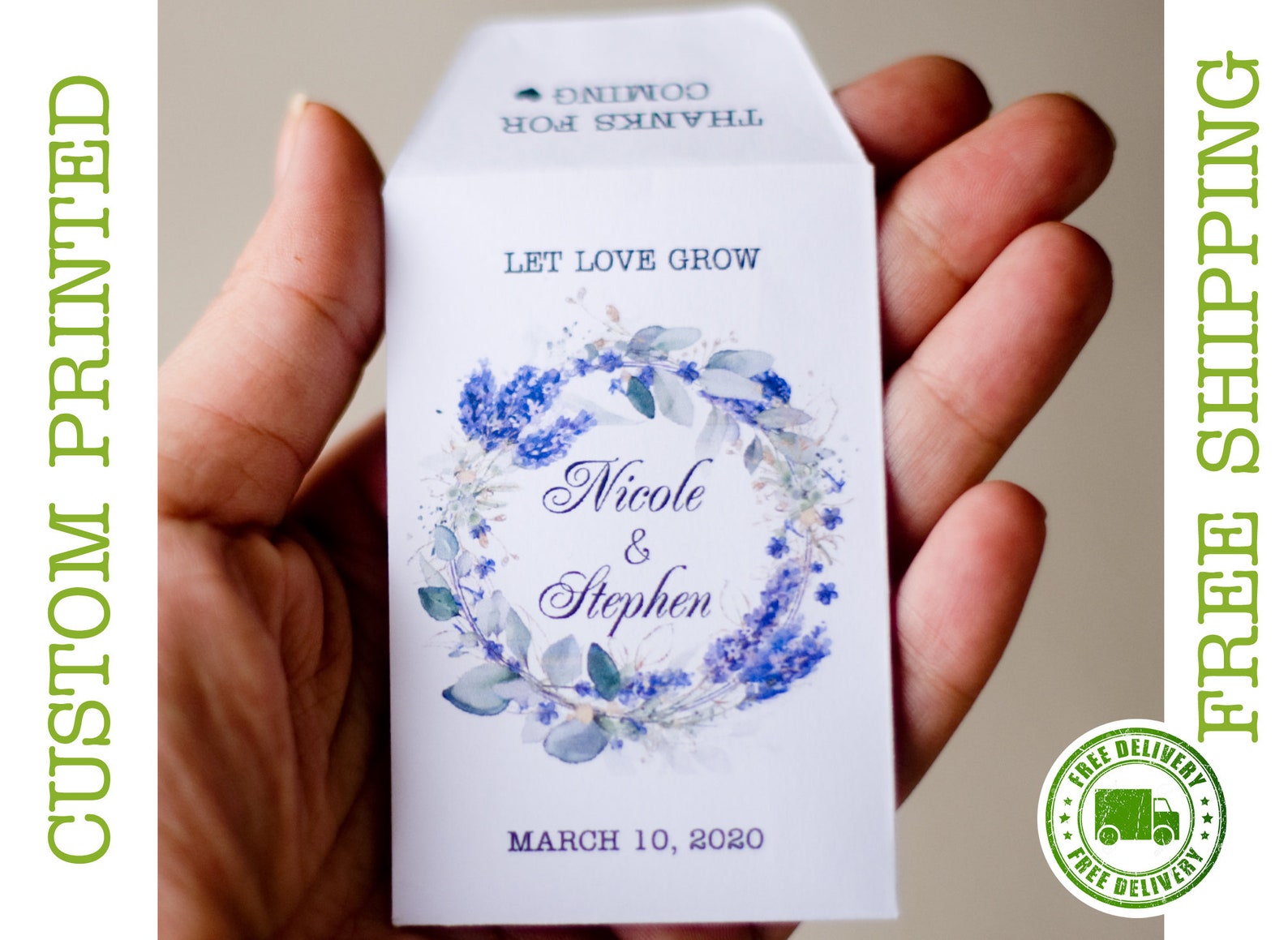 Lavender Greenery Seed Packets Let Love Grow Custom Seed - Etsy