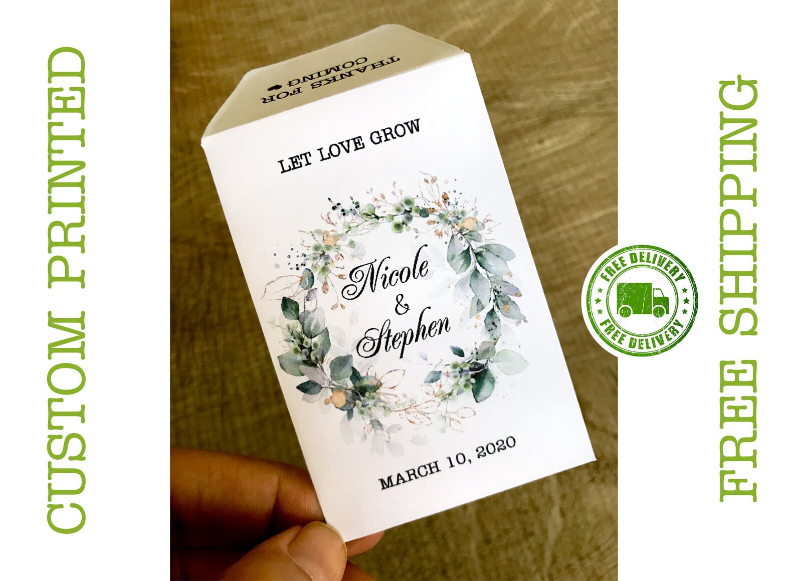 Greenery Seed Packets, Custom Seed Packets, Let Love Grow Wedding ...