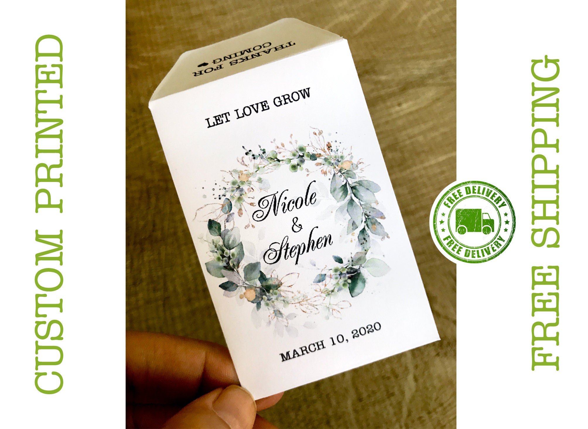 Greenery Seed Packets Custom Seed Packets Let Love Grow | Etsy