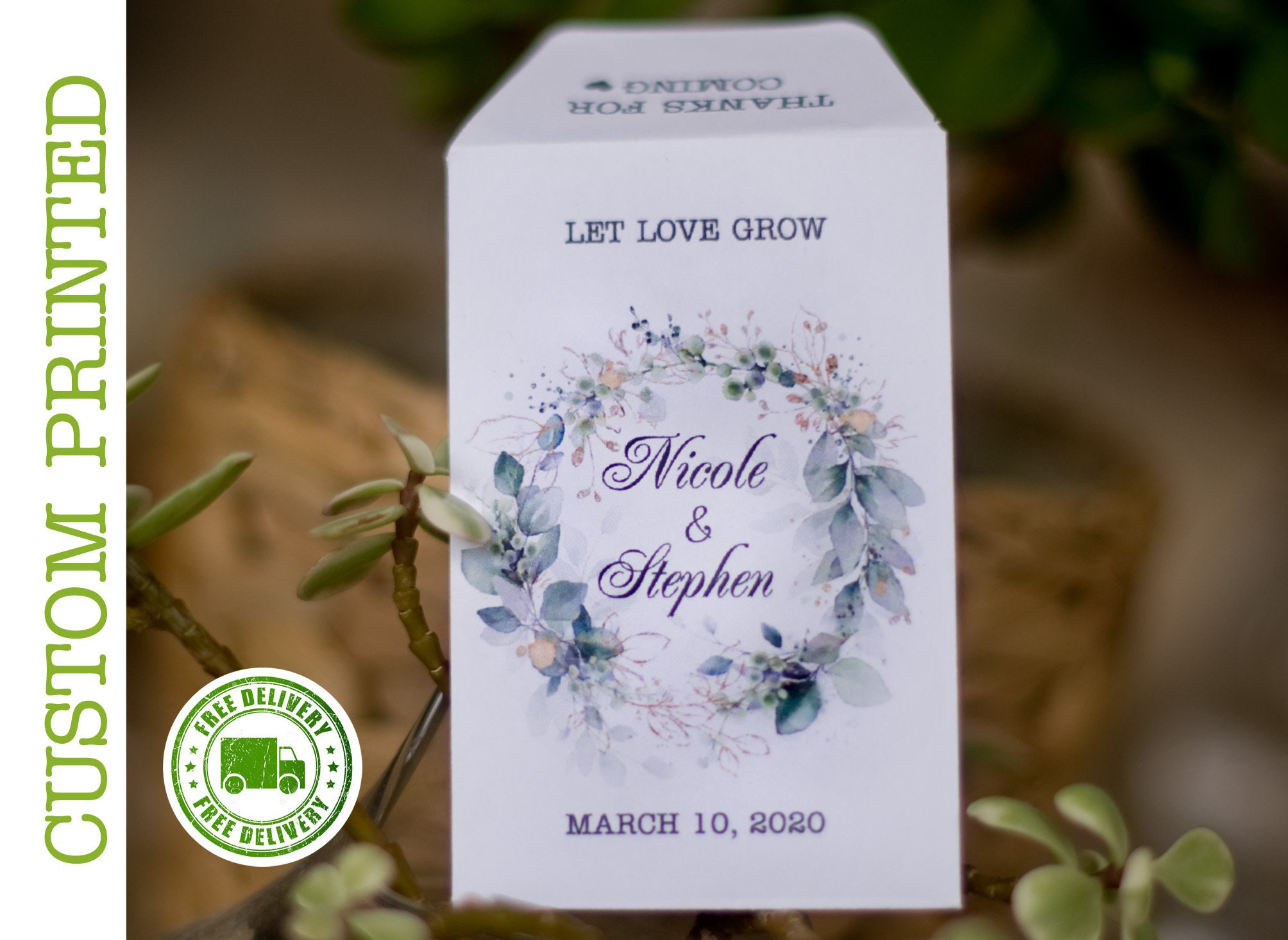 Greenery Seed Packets Custom Seed Packets Let Love Grow | Etsy