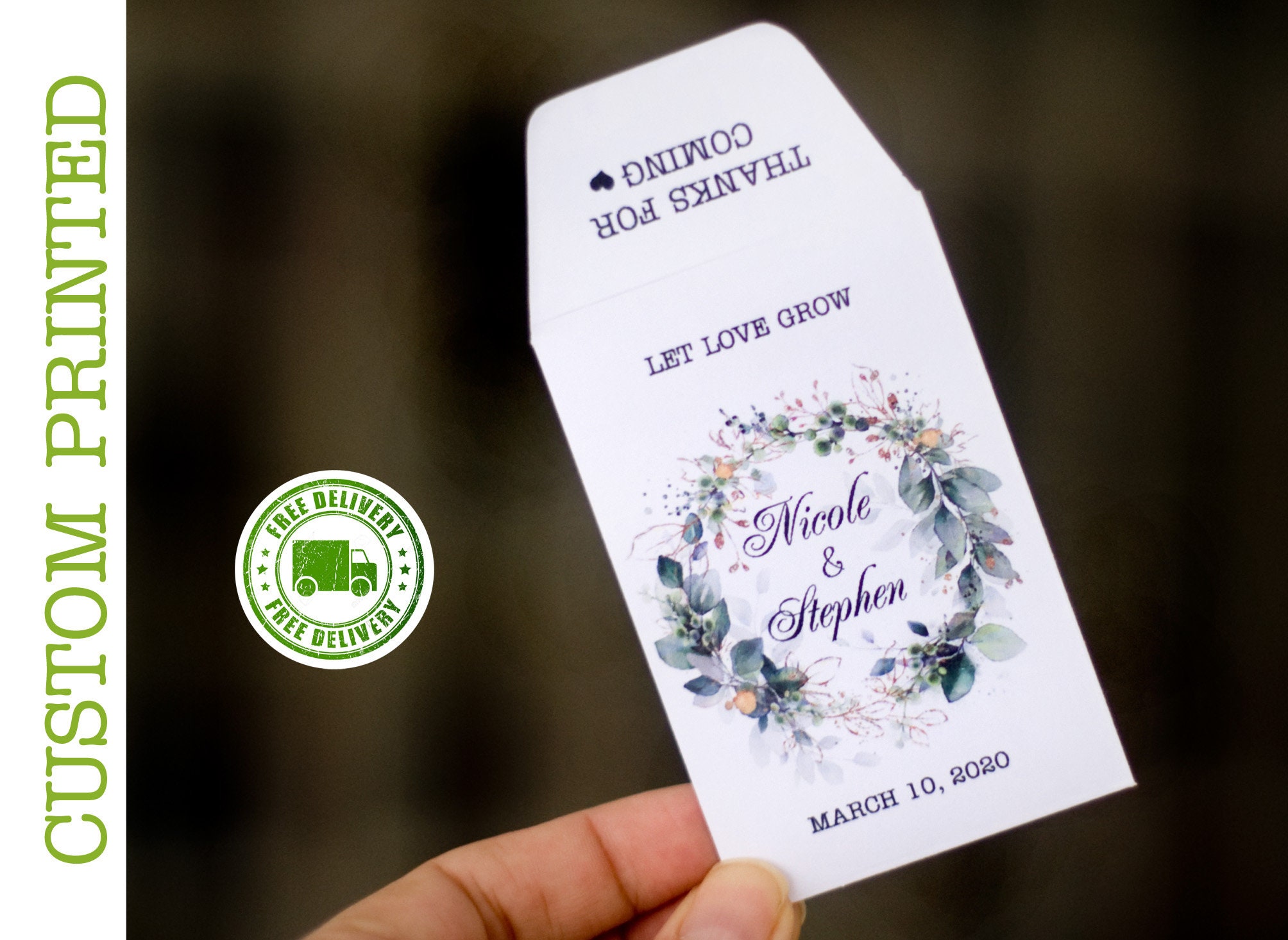 Greenery Seed Packets Custom Seed Packets Let Love Grow | Etsy