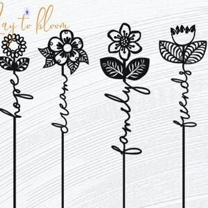 Flower and Roses SVG Bundle With Words Laser Cut, Flower Bouquet Sign ...