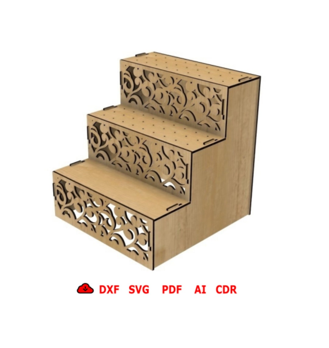 Wooden Display Stand Laser Cut / Wooden Step Shelf Laser Cut / Wooden ...