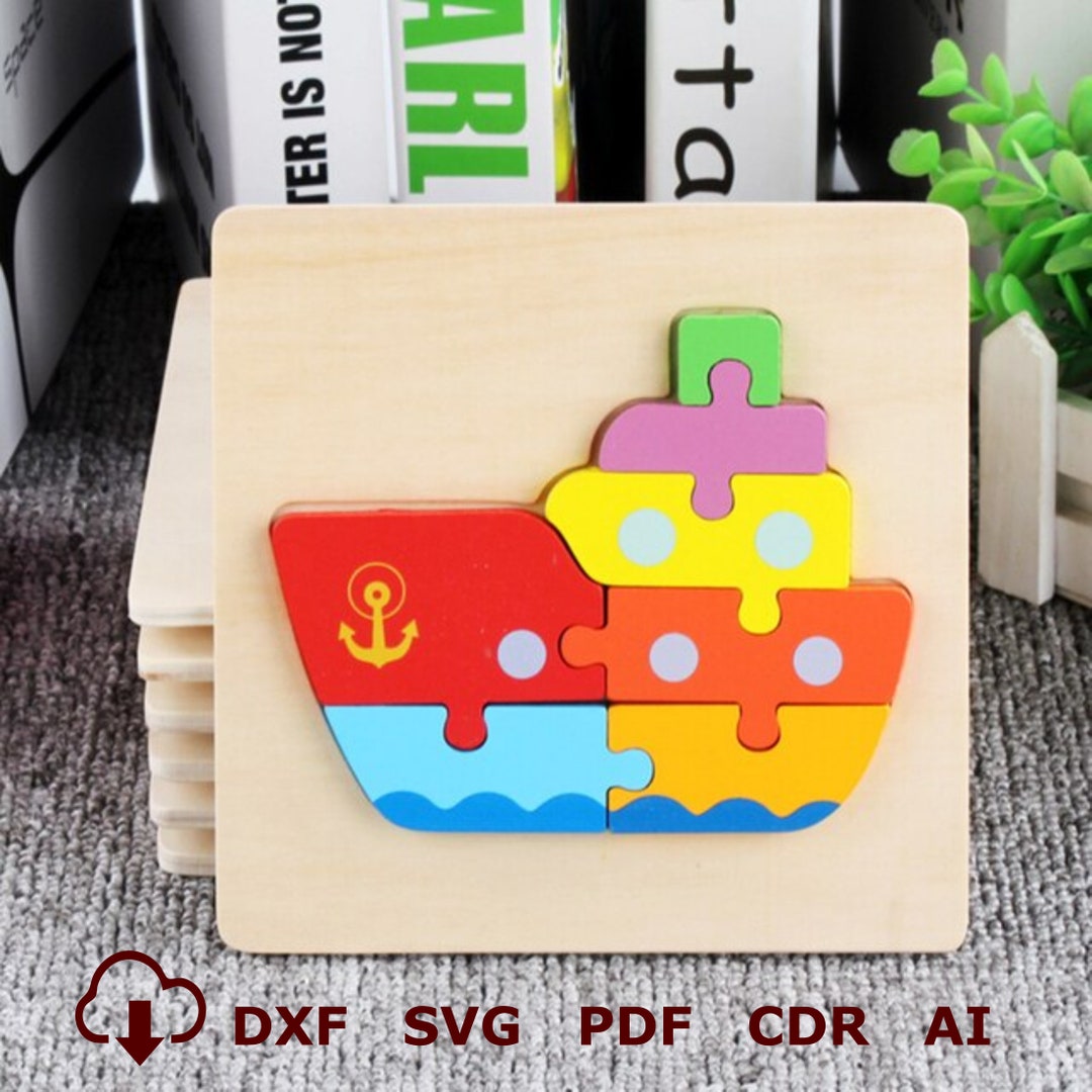 Wooden Ship Puzzle Laser Cut, Wooden Puzzle Ship Kids Puzzles, Jigsaw ...