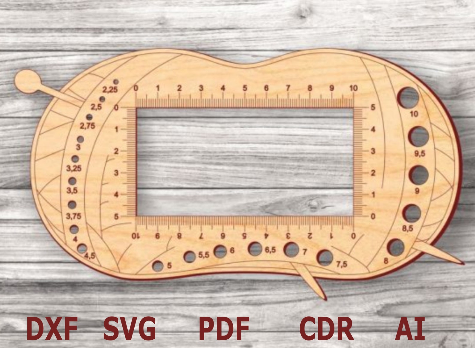 Svg Dxf Pdf File for Knniting Ruler Wooden Knitting Ruler - Etsy