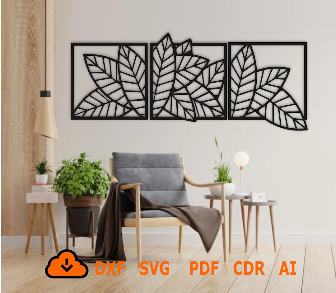 Leaf Panel Plasma Wall Decor Laser Cut, Metal Plasma Leaves Silhouette ...