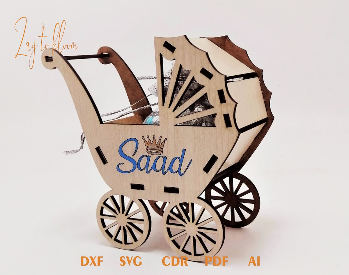 3 Mm Wooden Baby Stroller Svg Dxf Pdf , Baby Svg, Baby Stroller Clipart ...