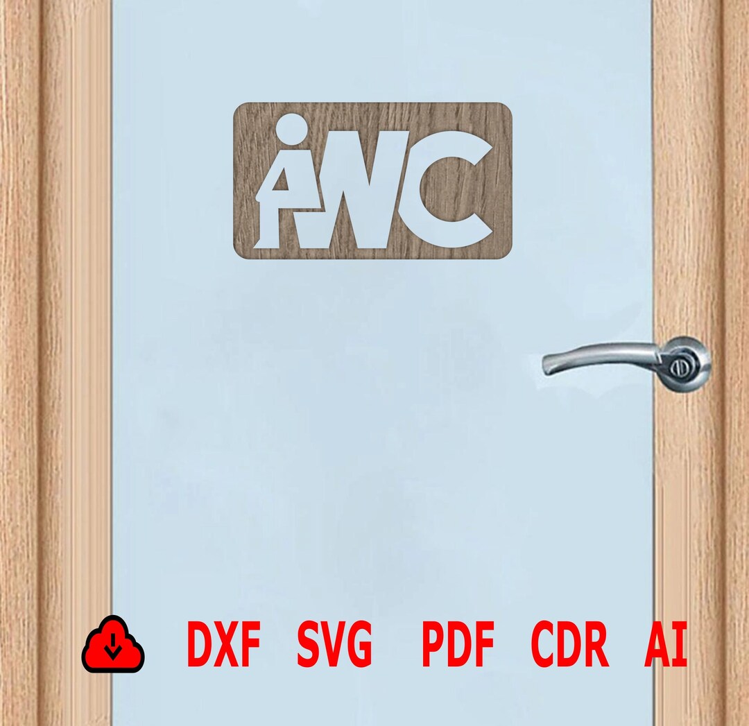 Wooden WC Sign Creative Toilet Sign Laser Cut, Restroom Door Sign ...