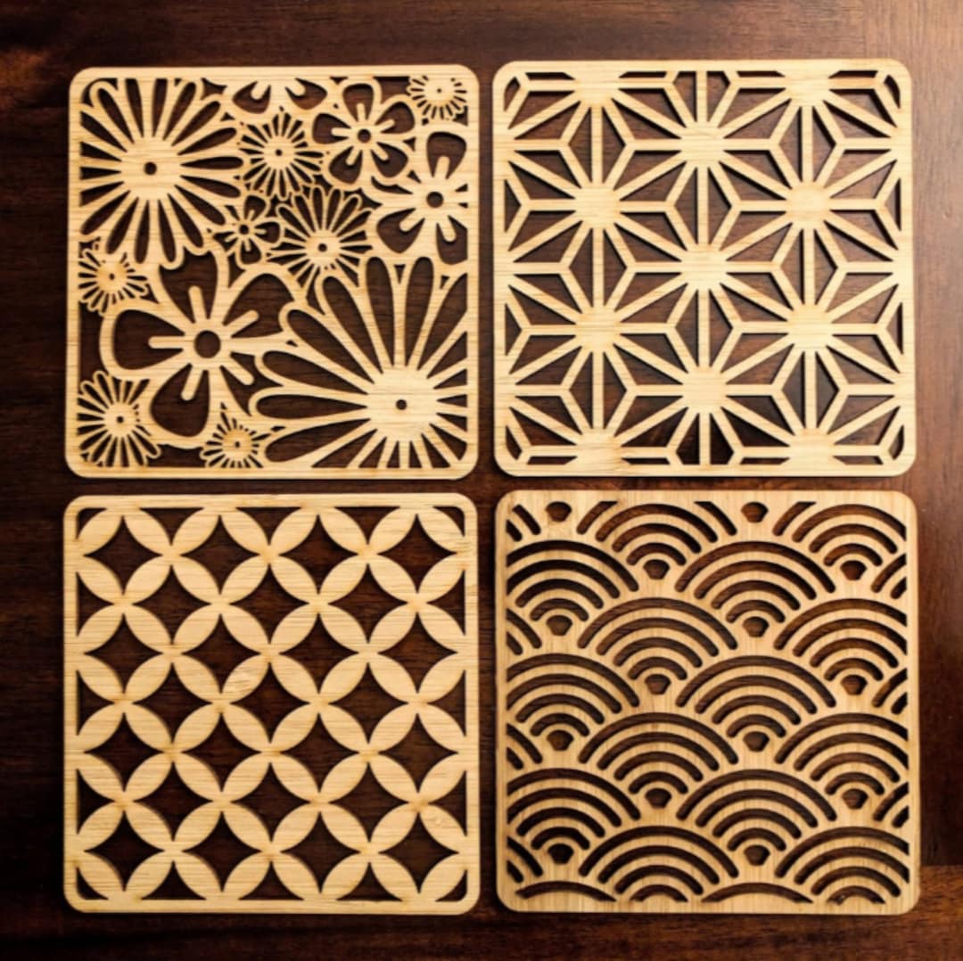 Wooden Decorative Square Coaster Laser Cut, Frame Svg, Vector Drawing ...