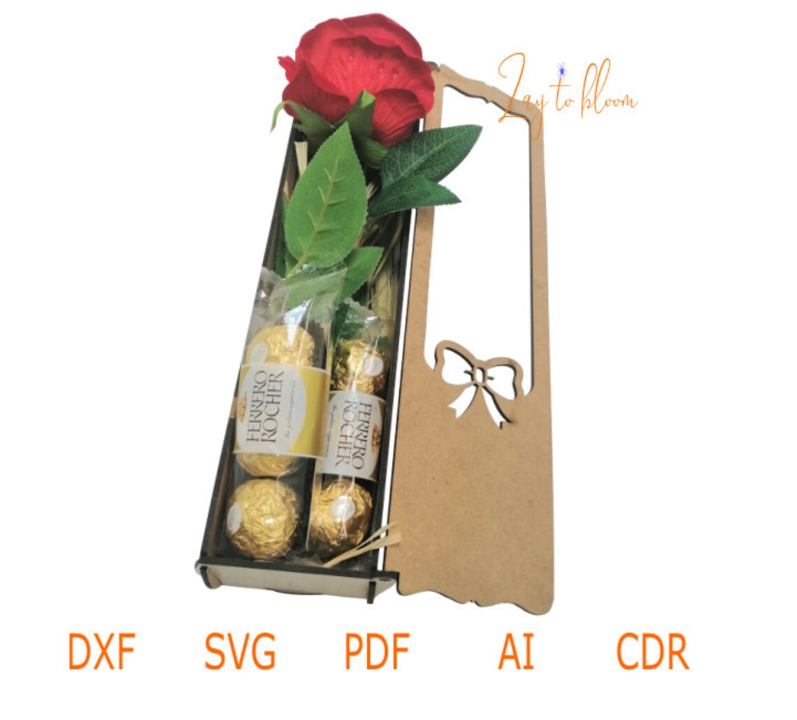 DXF SVG Files for Laser Wooden Gift Box for Roses, Flowers and Chocolat ...