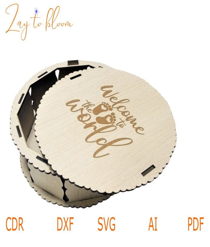DXF Files for Laser Wooden Round Personalized Ans Custom Gift Box ...