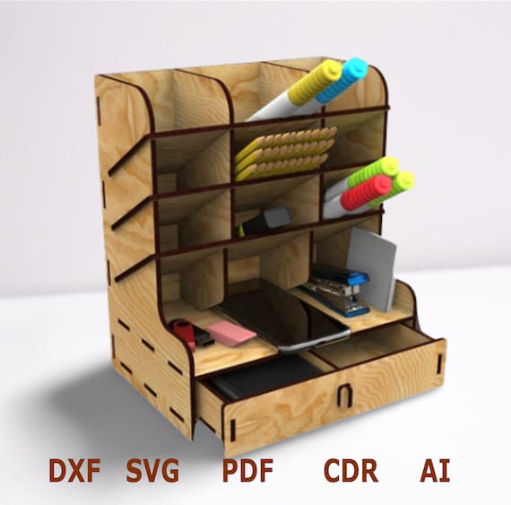 DXF File 4mm for Laser Cut Wooden Desk Organizer Vector - Etsy