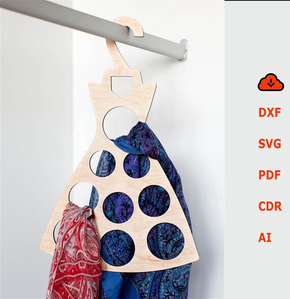 Wooden Scarf Hanger Laser Cut Wooden Hanger Template Dxf - Etsy