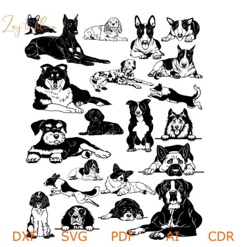 Dog Svg Bundles Crafts and Laser Engarving, Set Dogs Svg for Laser Cut ...