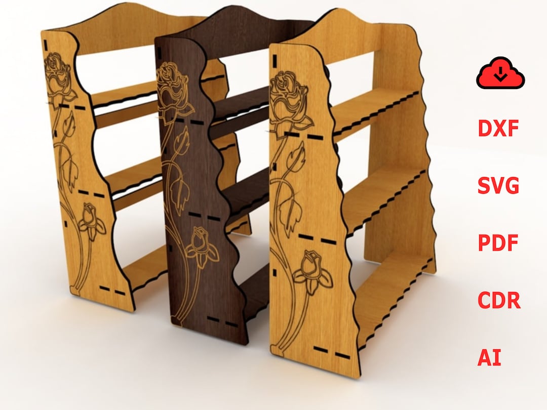 Wooden Display Stand Svg 6mm Laser Cut / Wooden Step Shelf Laser Cut ...