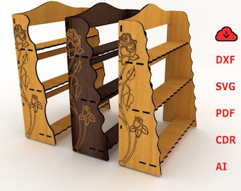 4 Wooden Step Shelf Svg Files for Laser Cut Wooden Display - Etsy