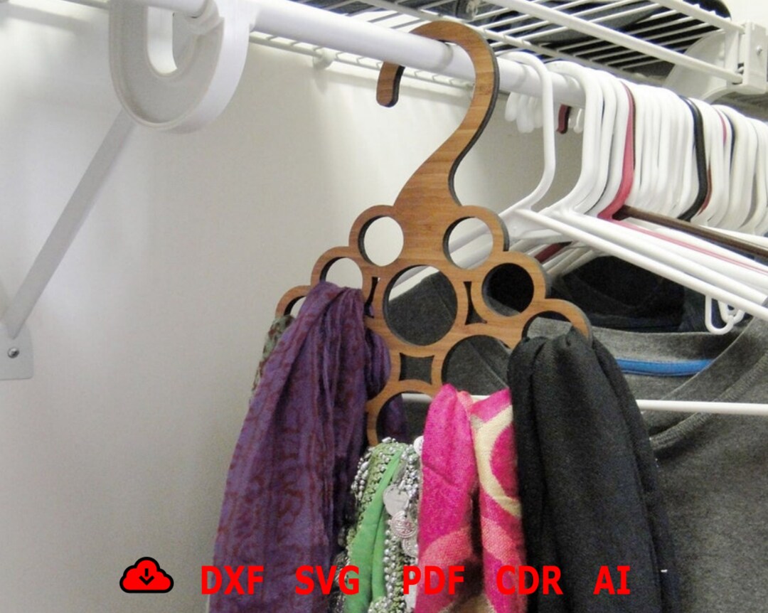 Wooden Scarf Hanger Laser Cut, Wooden Hanger Template Dxf Laser Cut ...
