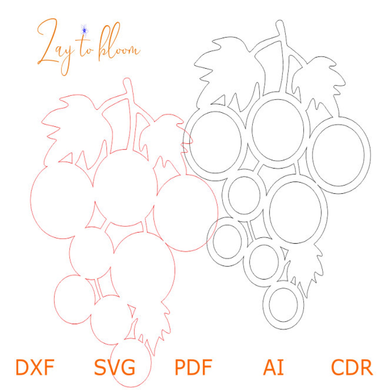 DXF Files for Laser Wooden Grape Pictures and Photos Frame, Vector ...
