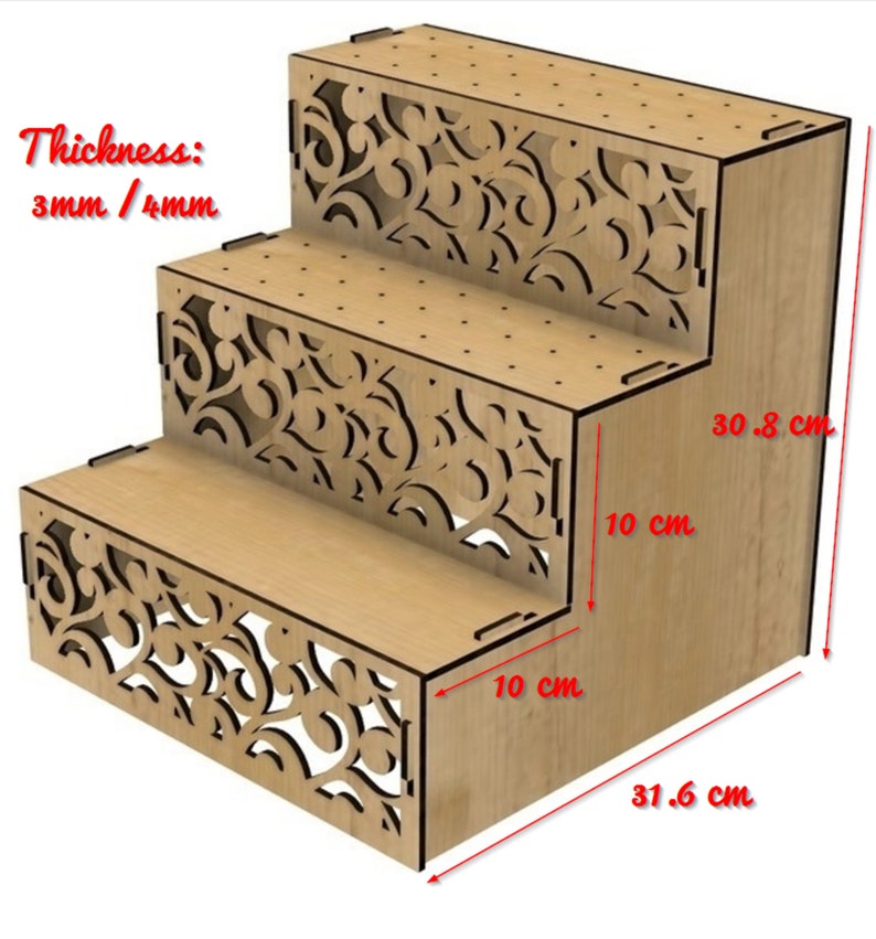 Wooden Display Stand Laser Cut / Wooden Step Shelf Laser Cut / Wooden ...