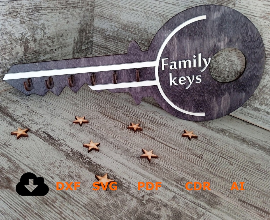 Family Keys Holder Svg, Wall Key Hanger, Vector Projects for CNC Router ...