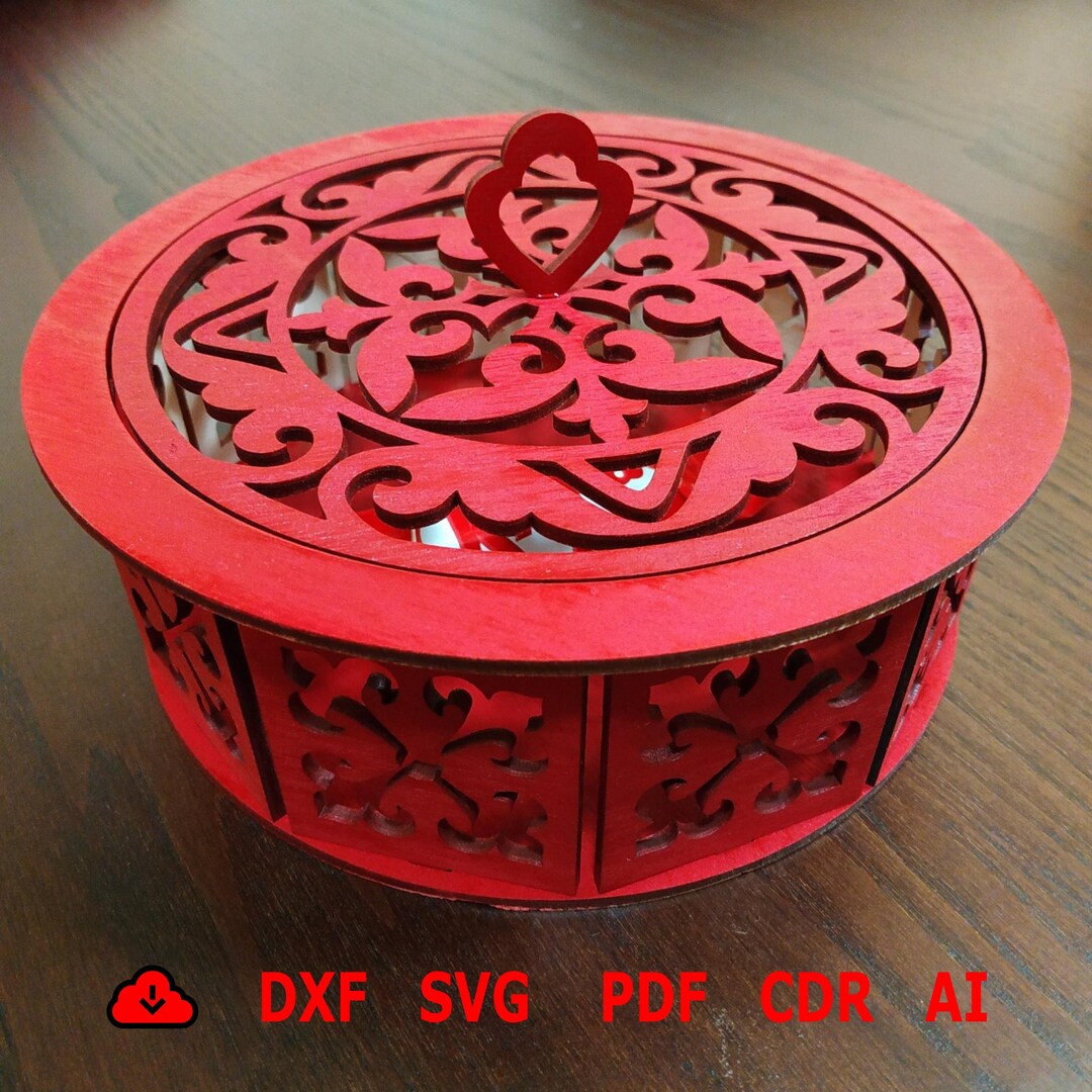 Wooden Round Box Candy and Sweets Box Laserc Ut, Wedding Gift Box ...