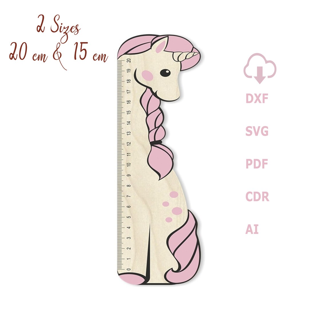 Wooden Unicorn Ruler Laser Cut, Kids Unicorn, Fun Color in Cut Out ...