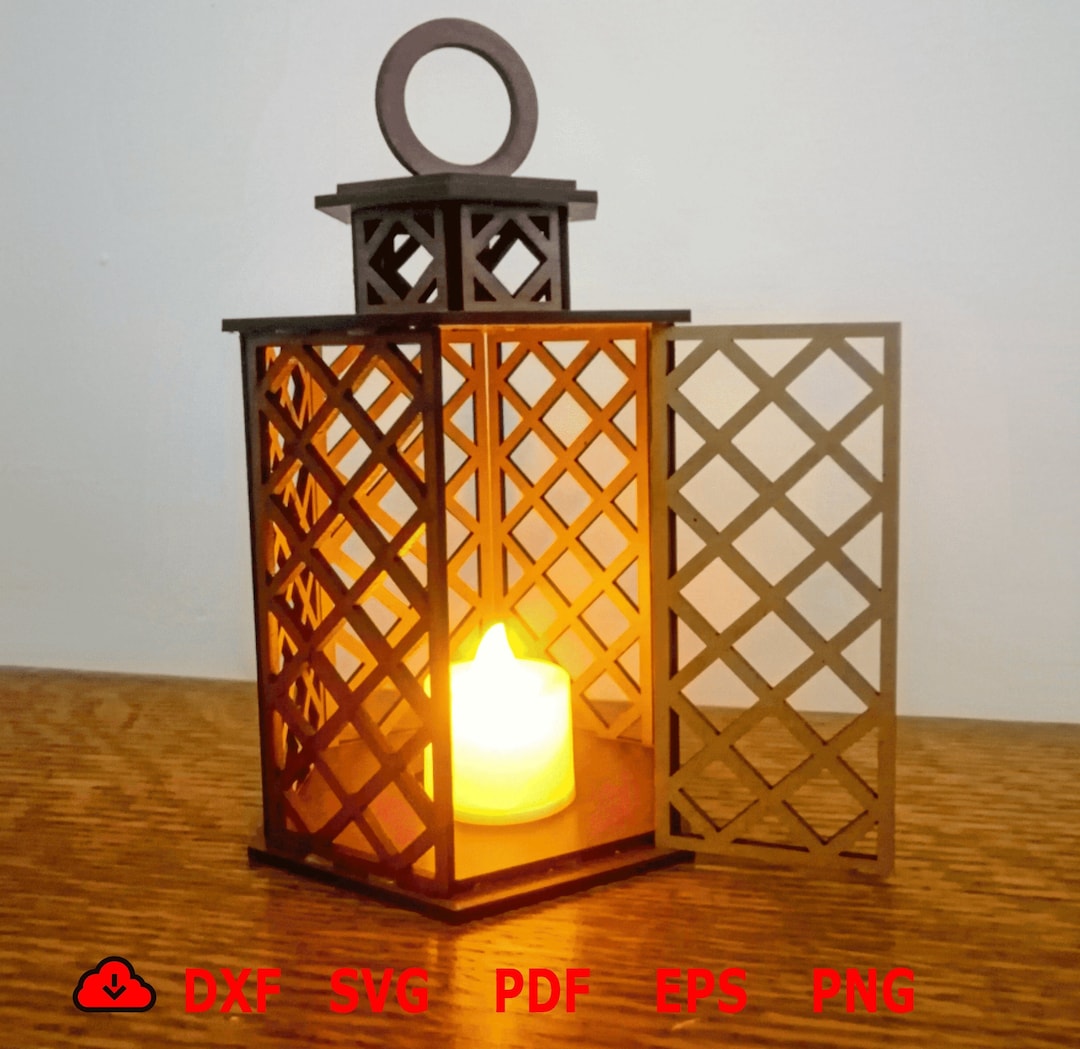 Wooden Decorative Lantern Svg Laser Cut, Decorative Candle Holder Svg ...