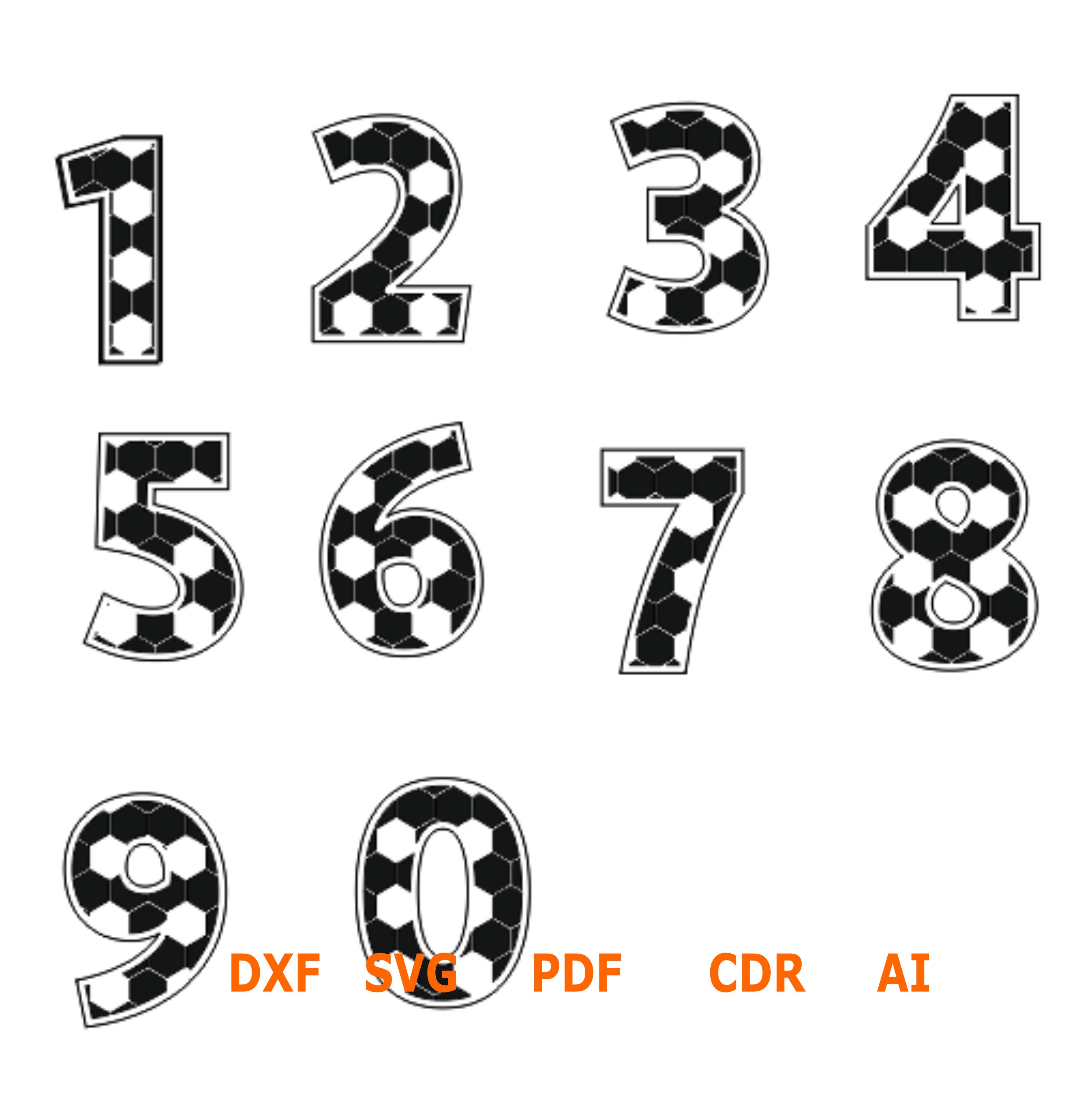 All Full Soccer Numbers SVG DXF Frame Svg Laser Glowforge - Etsy
