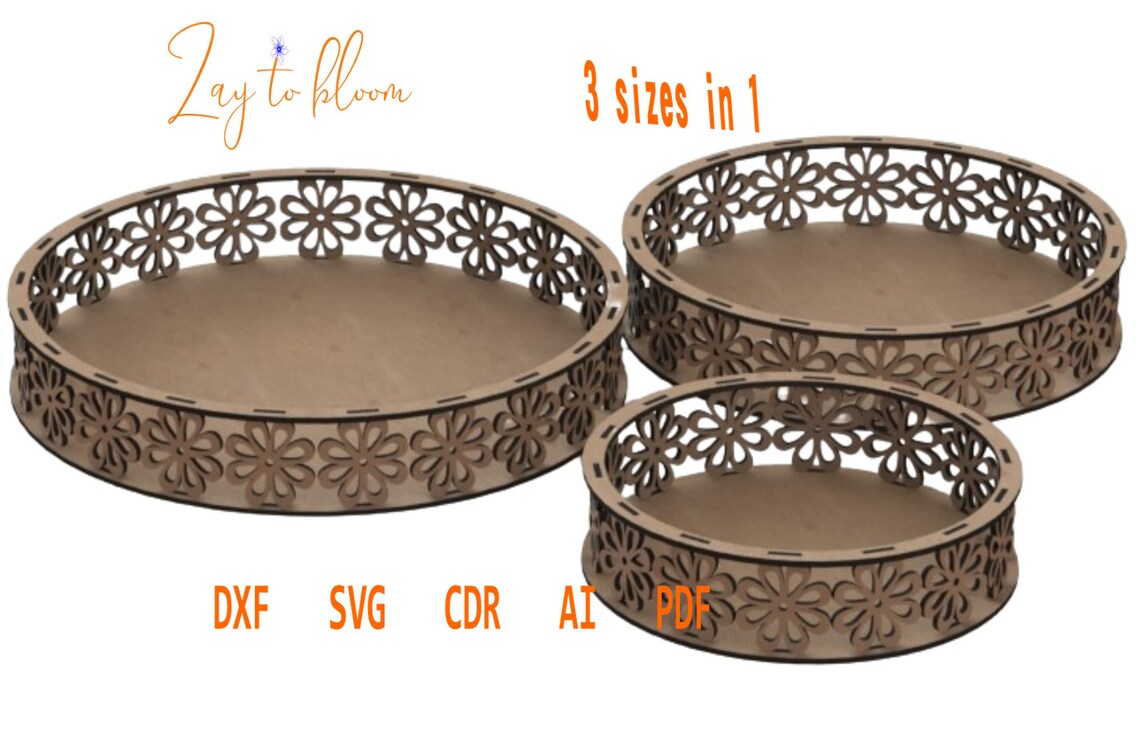 3mm Flower Round Box , Laser Cut Files - Gift Box Vector, Valentine's ...