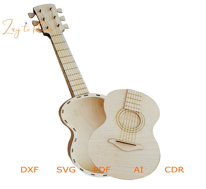 DXF File for Laser Wooden Guitar Gift Box , Vector Projects for CNC ...