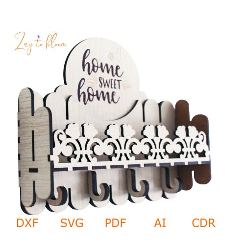 DXF and AI Files for Laser Wooden Key Holder and Mail Organizer ...